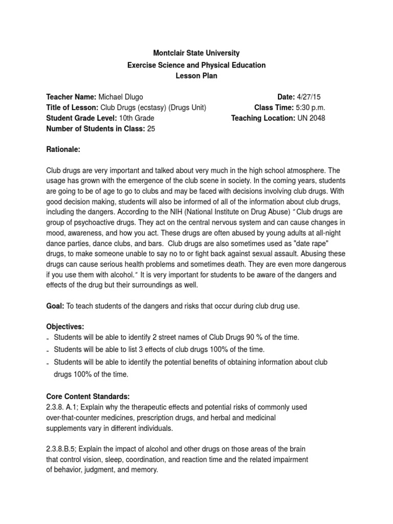 Club Drugs Unit Lesson | PDF | Psychoactive Drugs | Mdma
