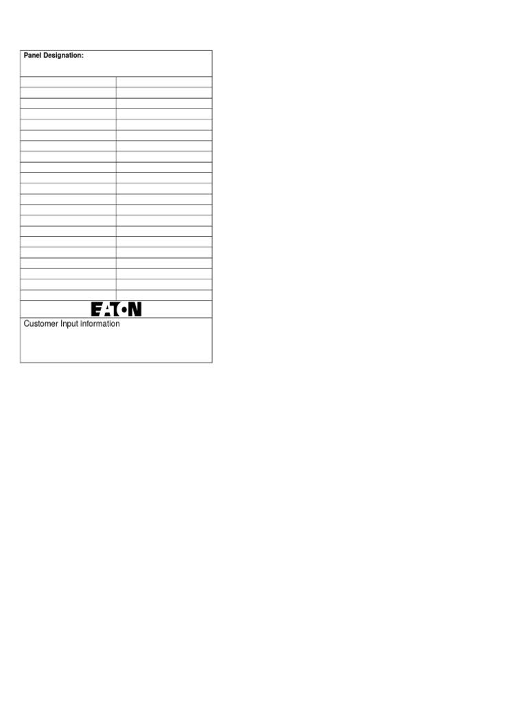 Panel Designation:: Customer Input Information | PDF | Computers