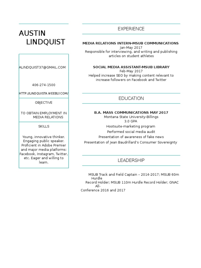 Austin Lindquist Resume | PDF