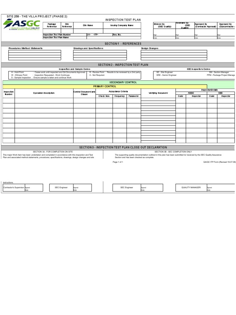 Itp Format | PDF | Quality Assurance | Specification (Technical Standard)