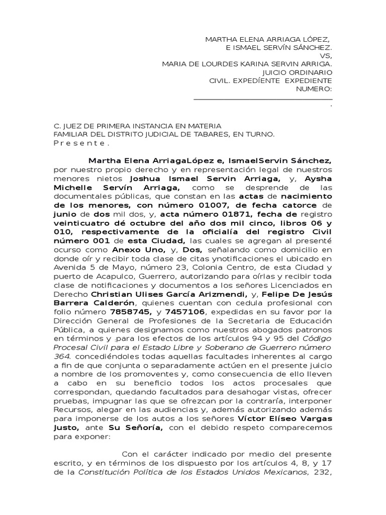 Demanda De Jucio De Perdida De Patria Potestad Pdf Virtud