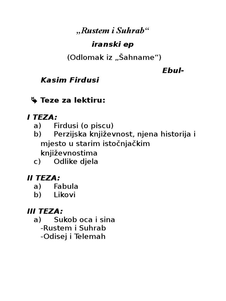 Rustem I Suhrab | PDF
