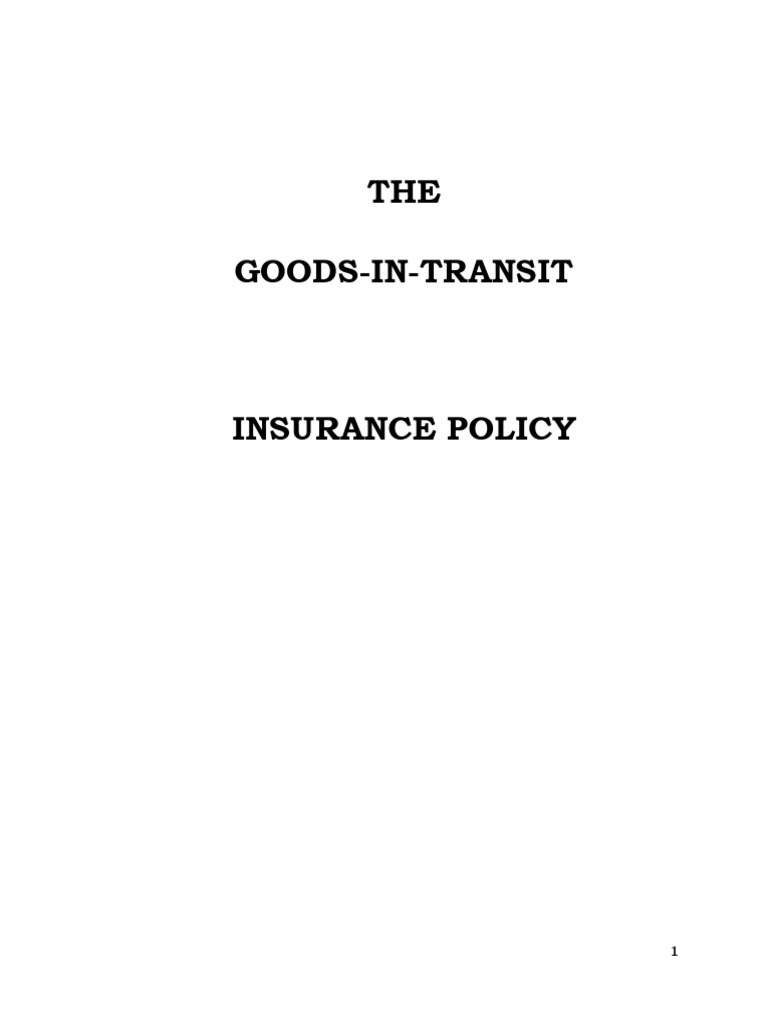 Standardized Goods in Transit Insurance Policy.pdf | Arbitral Tribunal ...