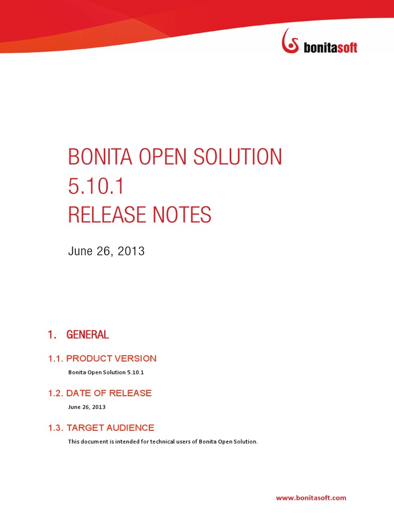 Bonita Open Solution 5.10.1 Release Notes | PDF | Software Bug | Computing