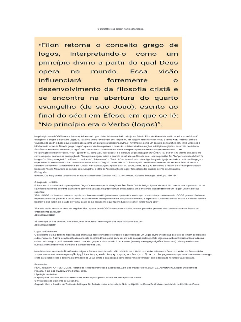 O LOGOS e Sua Origem Na Filosofia Grega | PDF | Logotipos | Filosofia ...