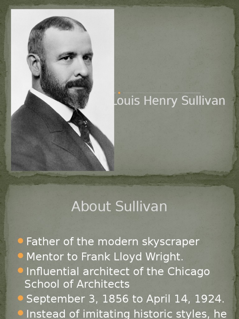 Louis Henry Sullivan | Art Media | Architectural Design
