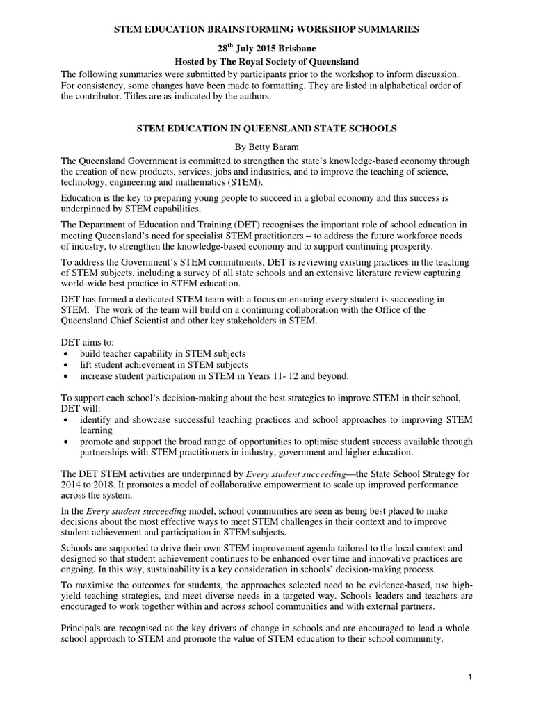 STEM Summaries | PDF | Science, Technology, Engineering, And ...