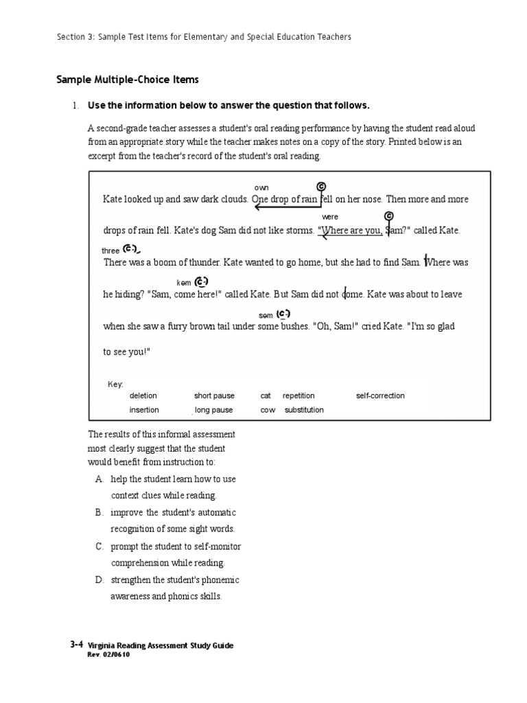 Sample Multiple-Choice Items: Section 3: Sample Test Items For ...