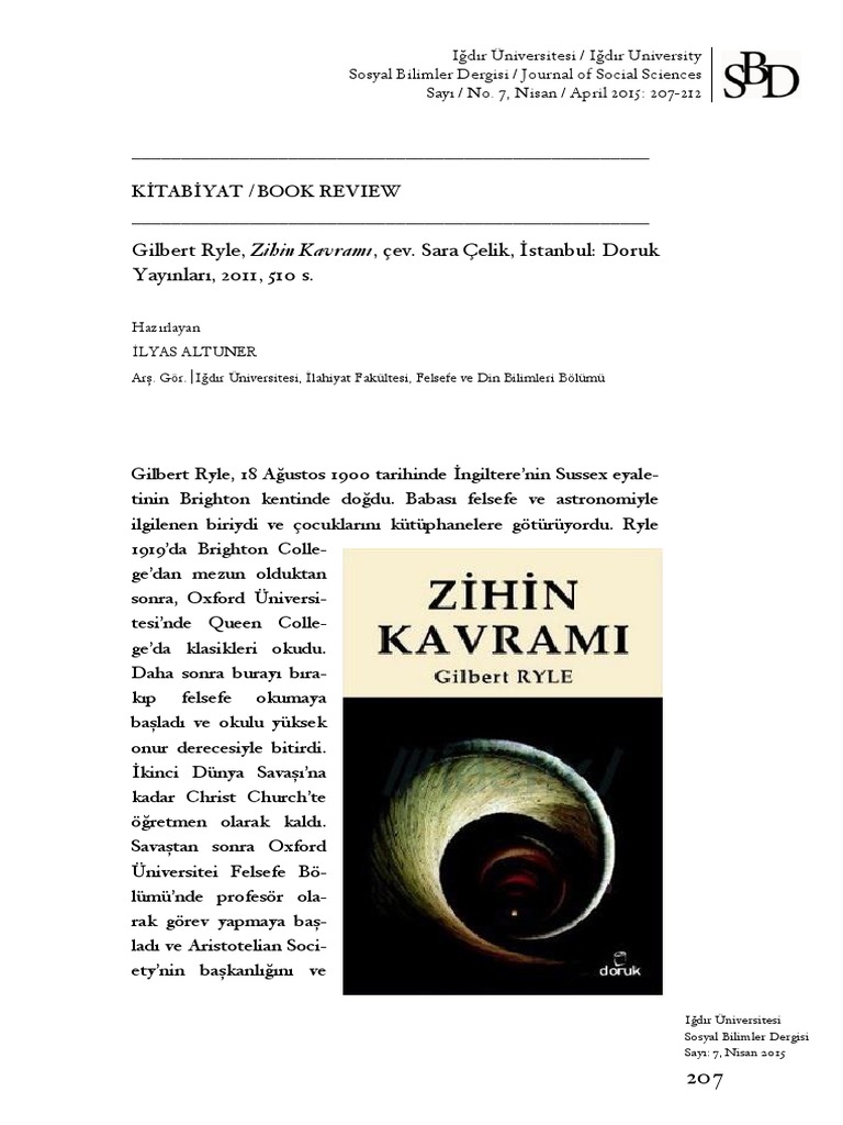 Gilbert Ryle, Zihin Kavramı | PDF