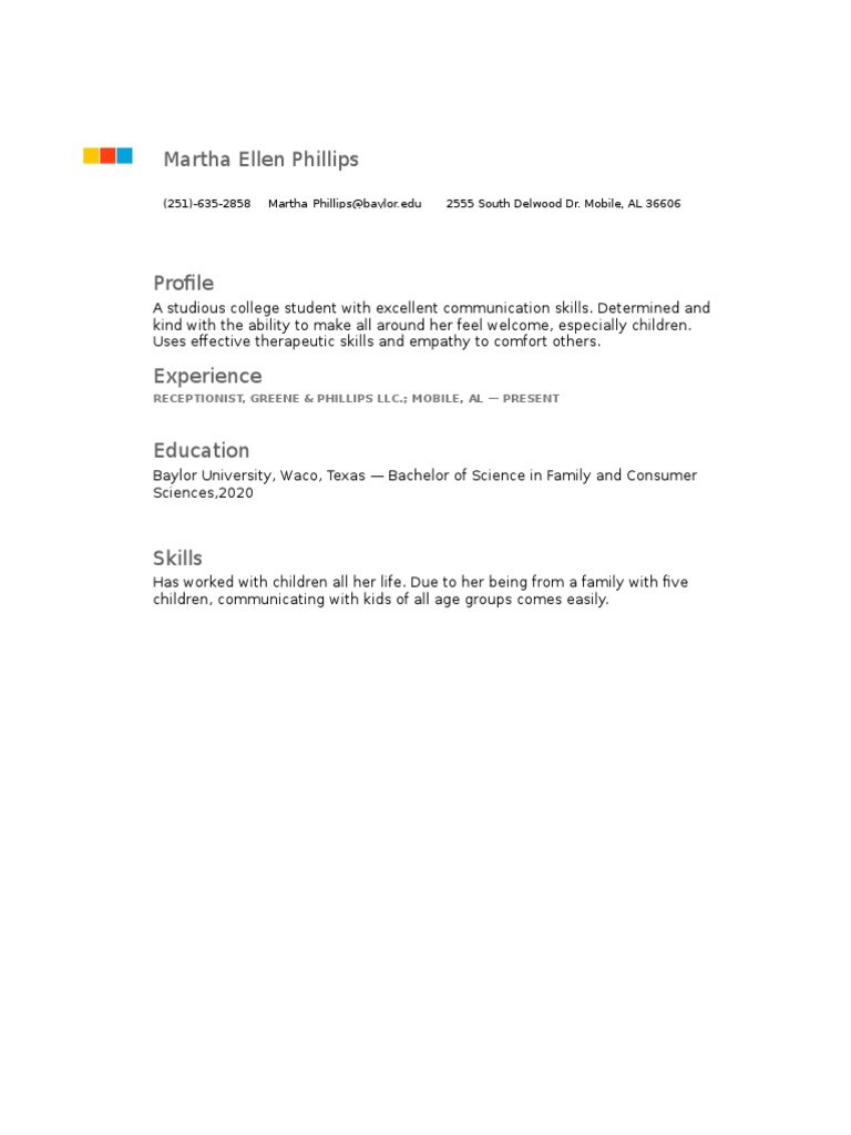 Eprotfolio Resume Phillips | PDF