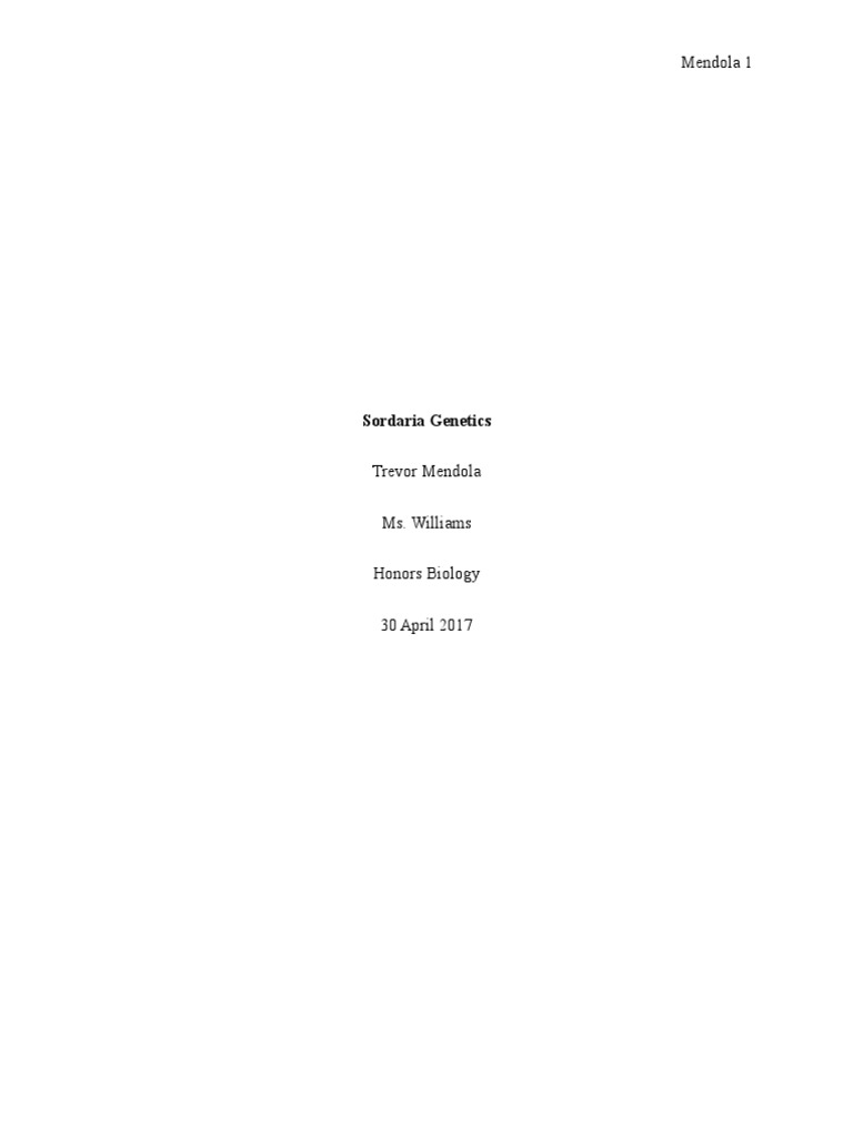 Sordaria Lab Report | PDF | Genetics | Biology