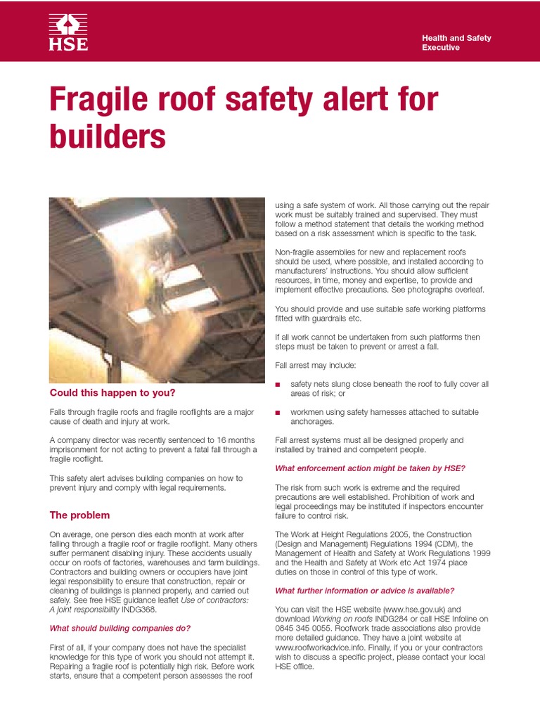 Fragile Roof Safety Alert For Builders: Could This Happen To You? | PDF ...