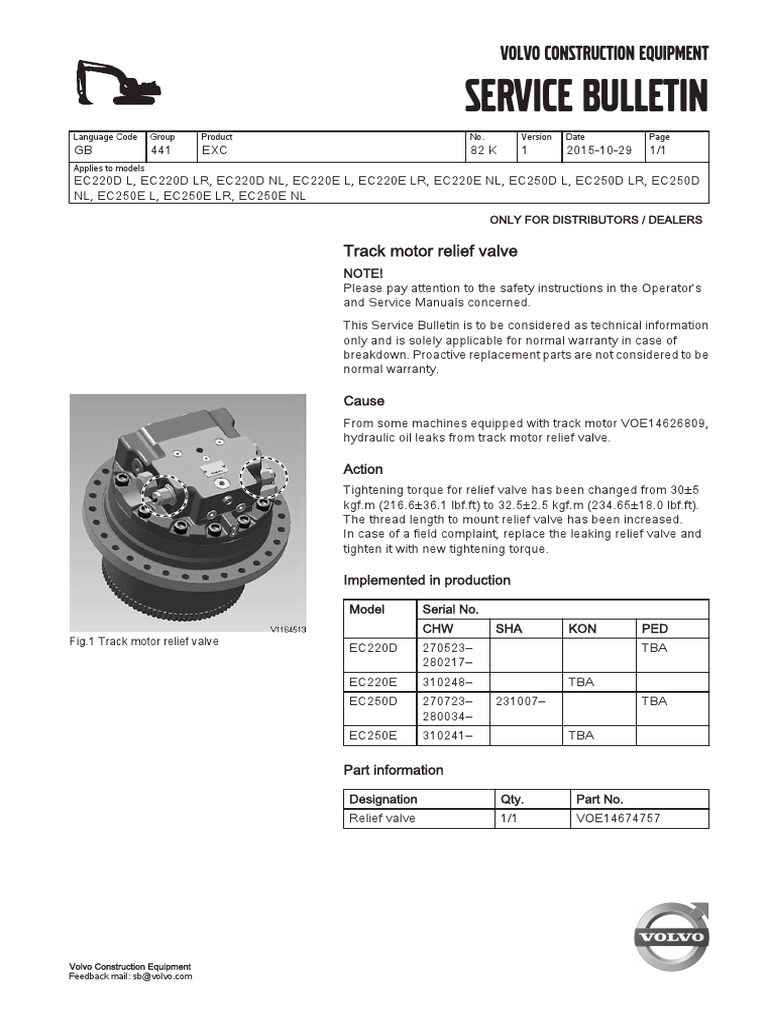 Service Bulletin: Volvo Construction Equipment | PDF | Machines ...