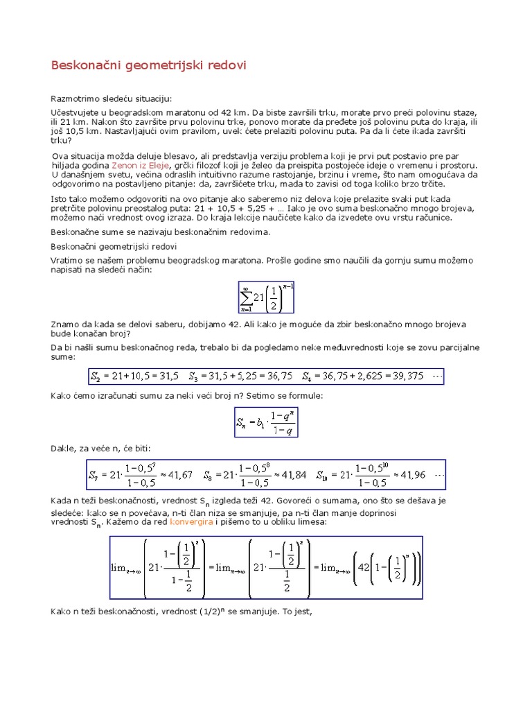 Beskonačni Geometrijski Redovi | PDF
