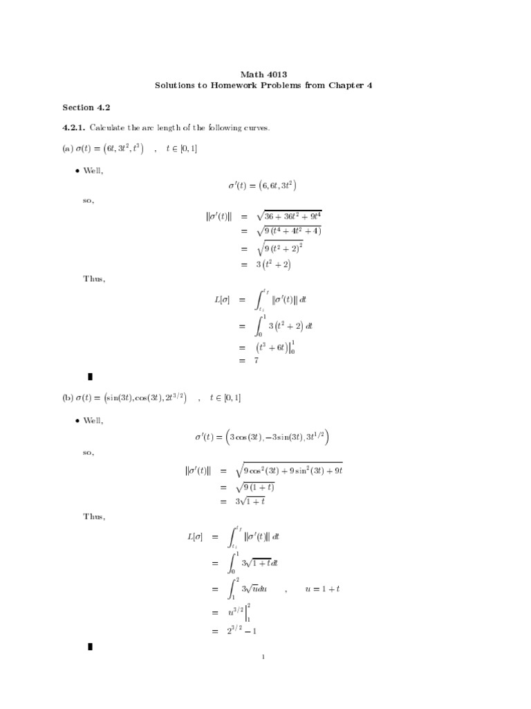 Math 4013 Solutions To Homework Problems From Chapter 4 Section 4.2 4.2 ...