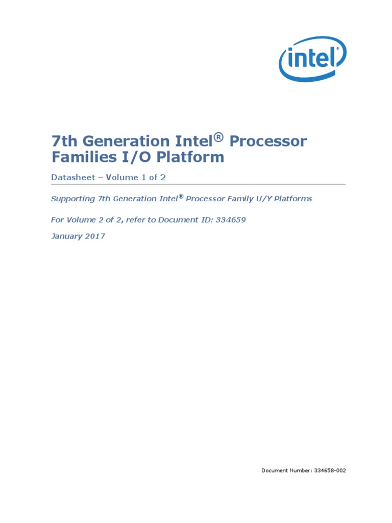 Intel 7th Gen Core Family Mobile U y Processor Lines I o Datasheet Vol ...