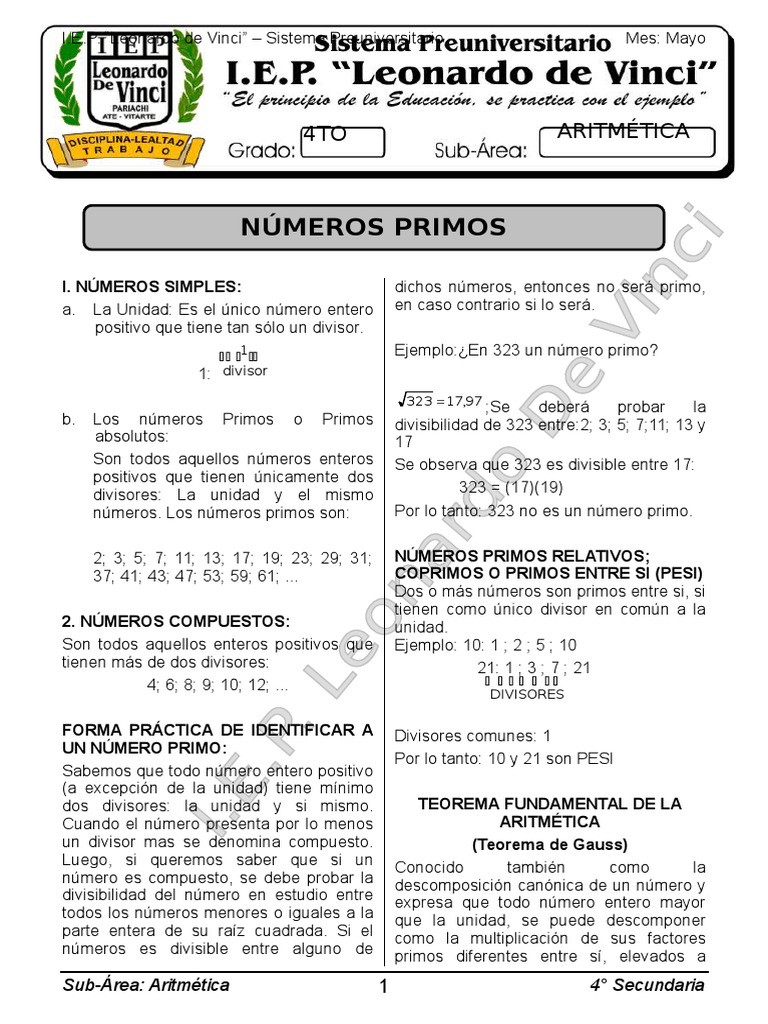 4to - Primos y Divisibilidad | PDF | Número primo | Matemáticas discretas