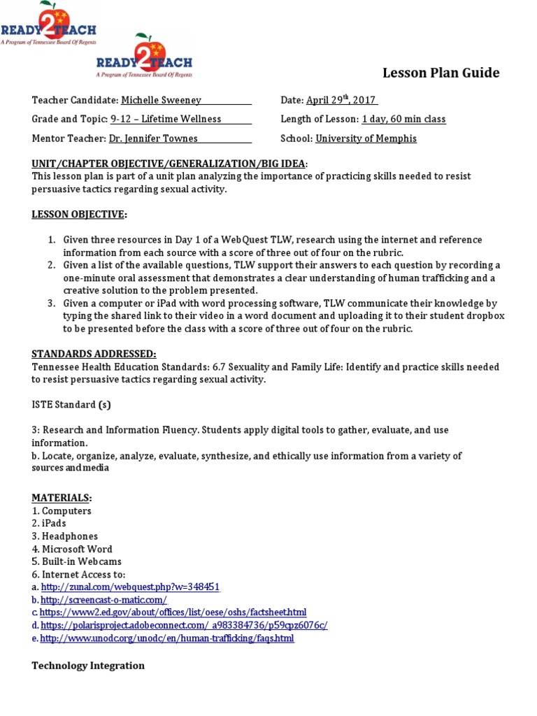 Michelle S Multi Application Lesson Plan 2 | PDF | Lesson Plan ...