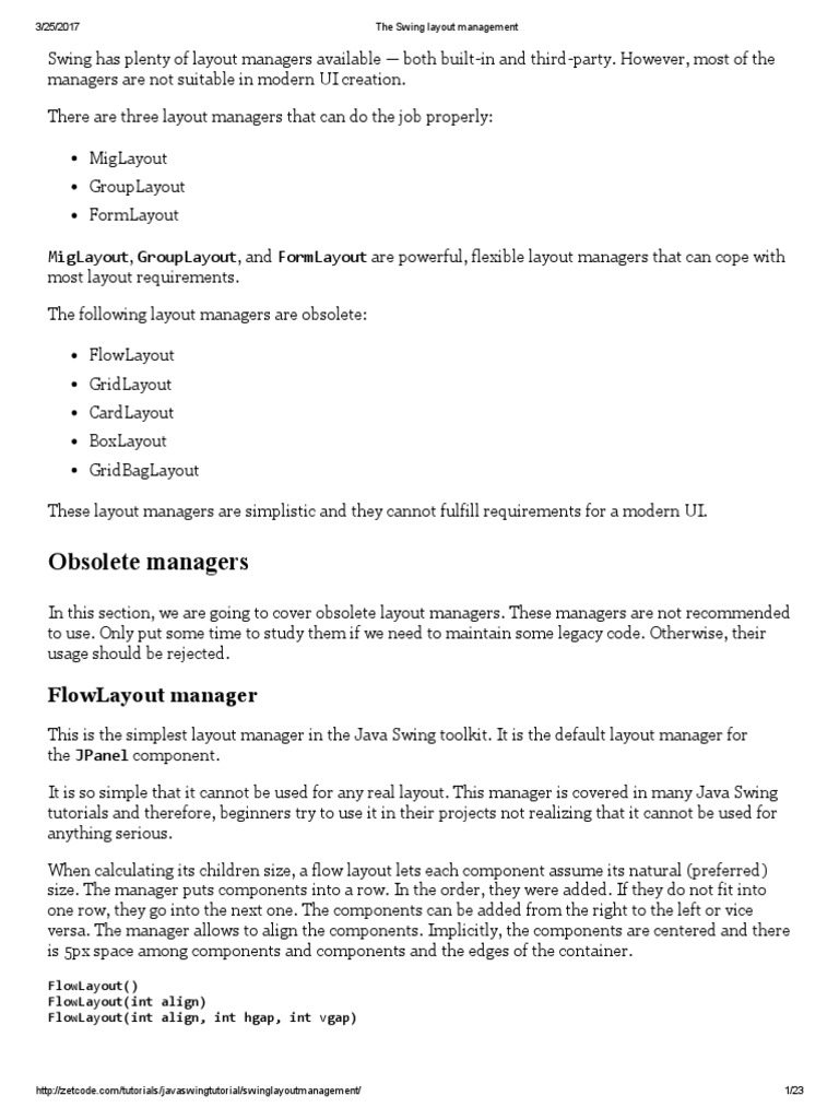 Swing Layouts Samples ZetCode | PDF | Computer Programming | Computing