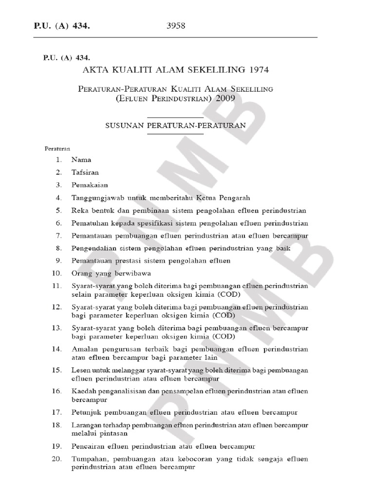 EQ (Industrial Effluent) Regulations 2009 | PDF