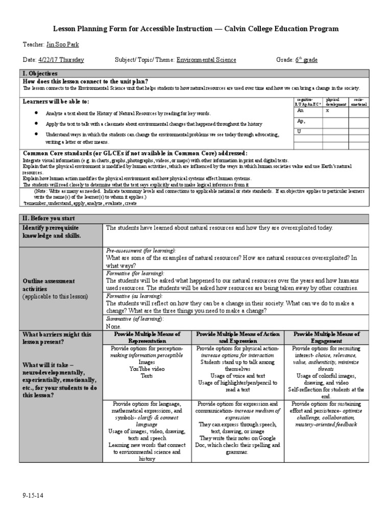 Lesson Plan 4 | PDF | Lesson Plan | Agriculture