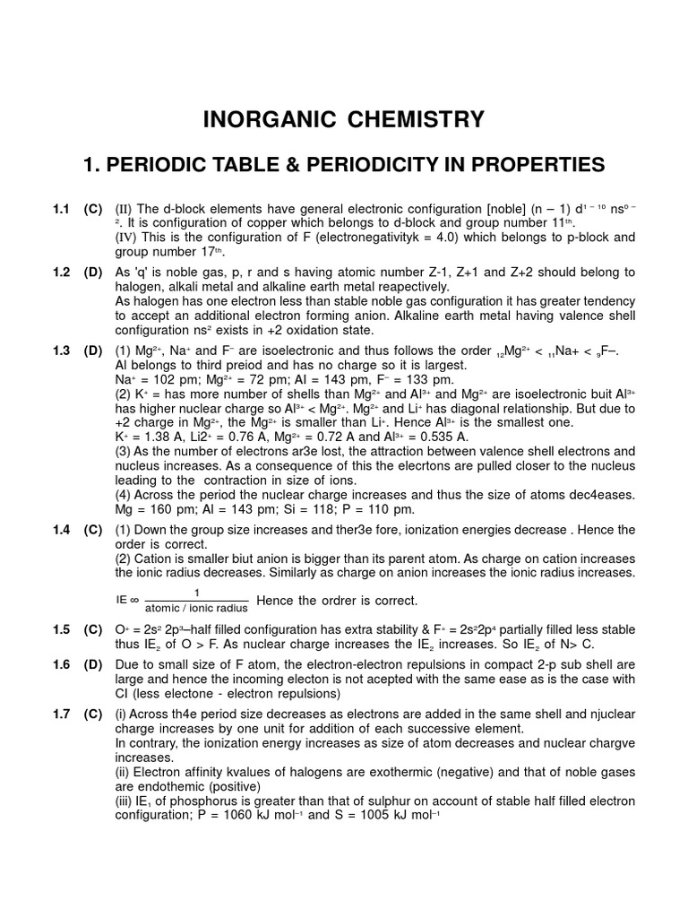 Inorganic Chemistry Chapter-1-8 PDF | PDF | Ion | Chemical Polarity