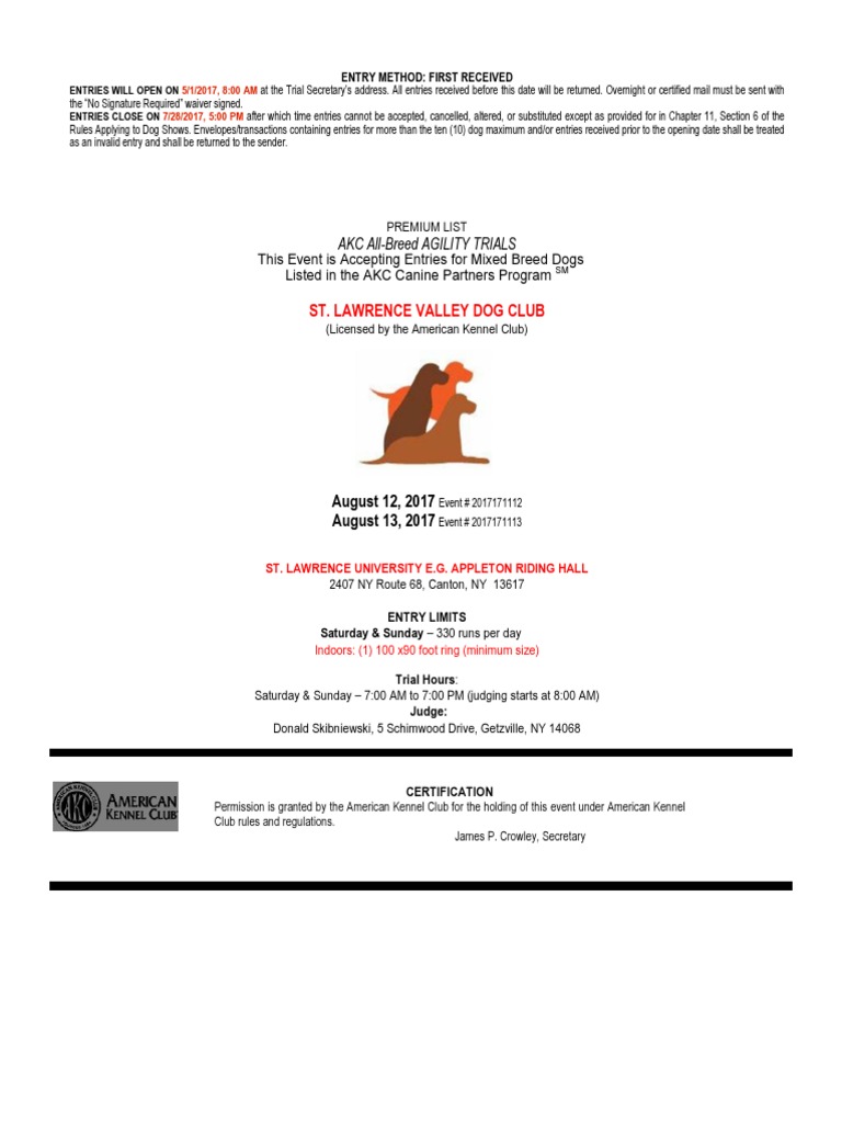 AKC Agility Trials Entry Details 2017 | PDF