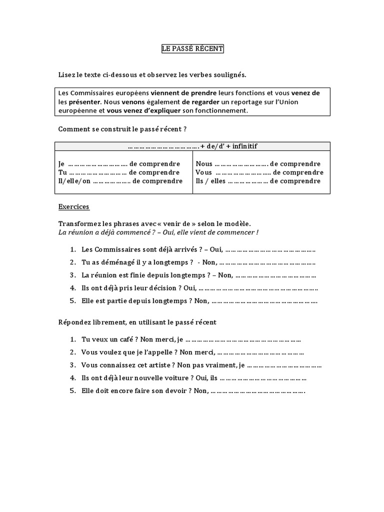 Le Passé Récent | PDF | Arts du langage et discipline