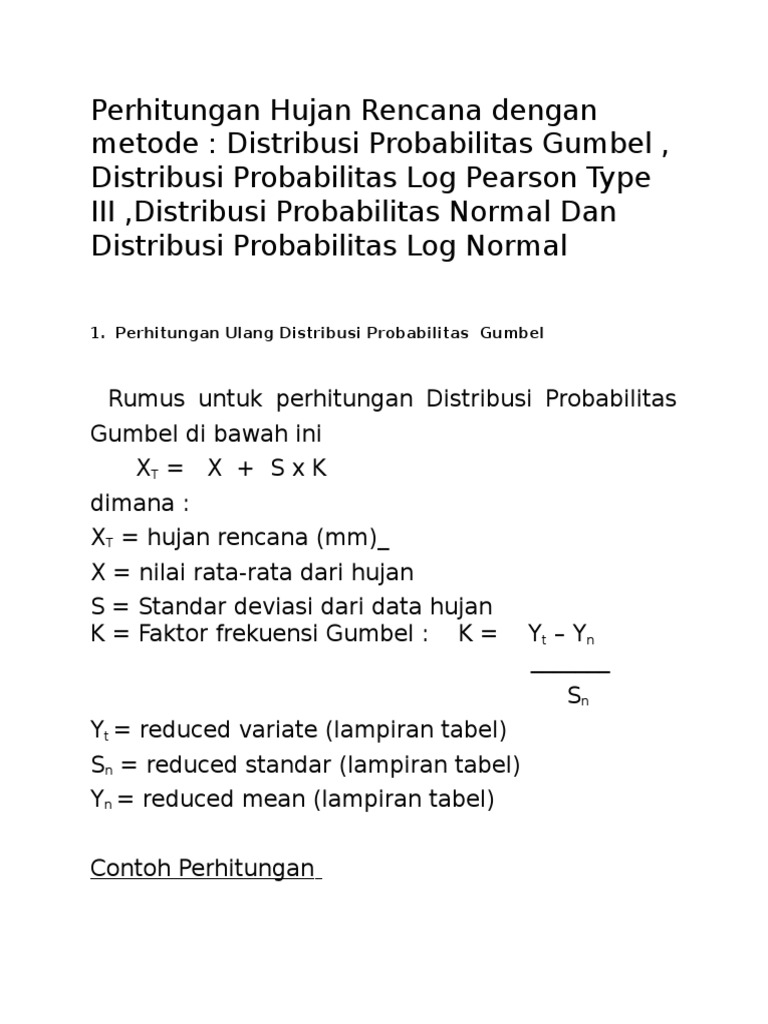 Perhitungan Hujan Rencana Dengan Metode | PDF