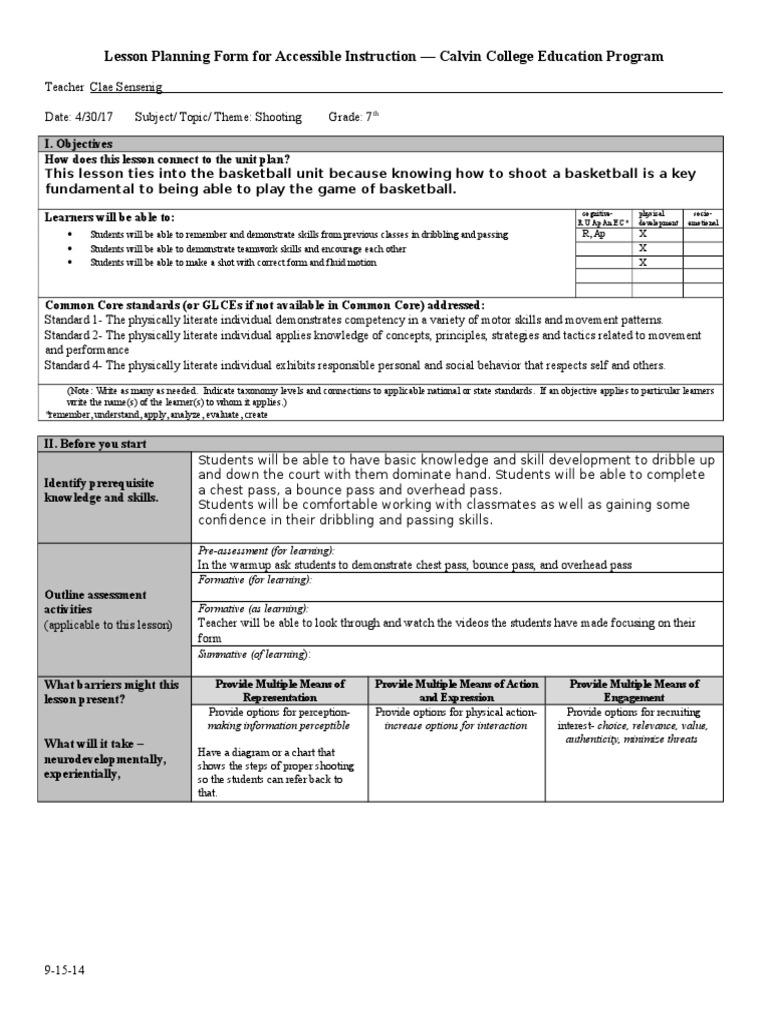 Shooting Lesson Plan | Lesson Plan | Educational Psychology