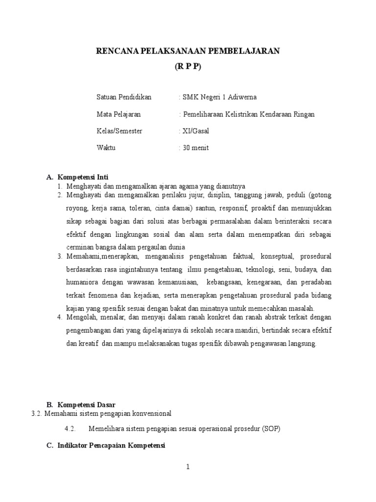 RPP Microteaching Model Pembelajaran PBL (S. Pengapian Konvensional) | PDF