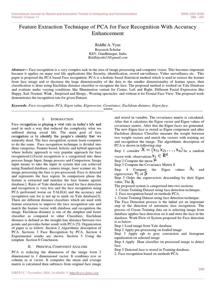 Feature Extraction Technique of PCA For Face Recognition With Accuracy ...