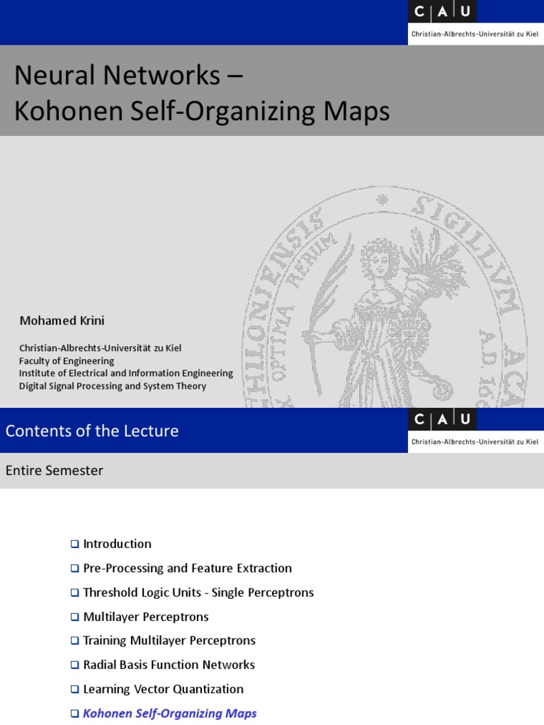 NN Lect 08 Self Organizing Maps-Libre | PDF | Systems Science | Systems Theory