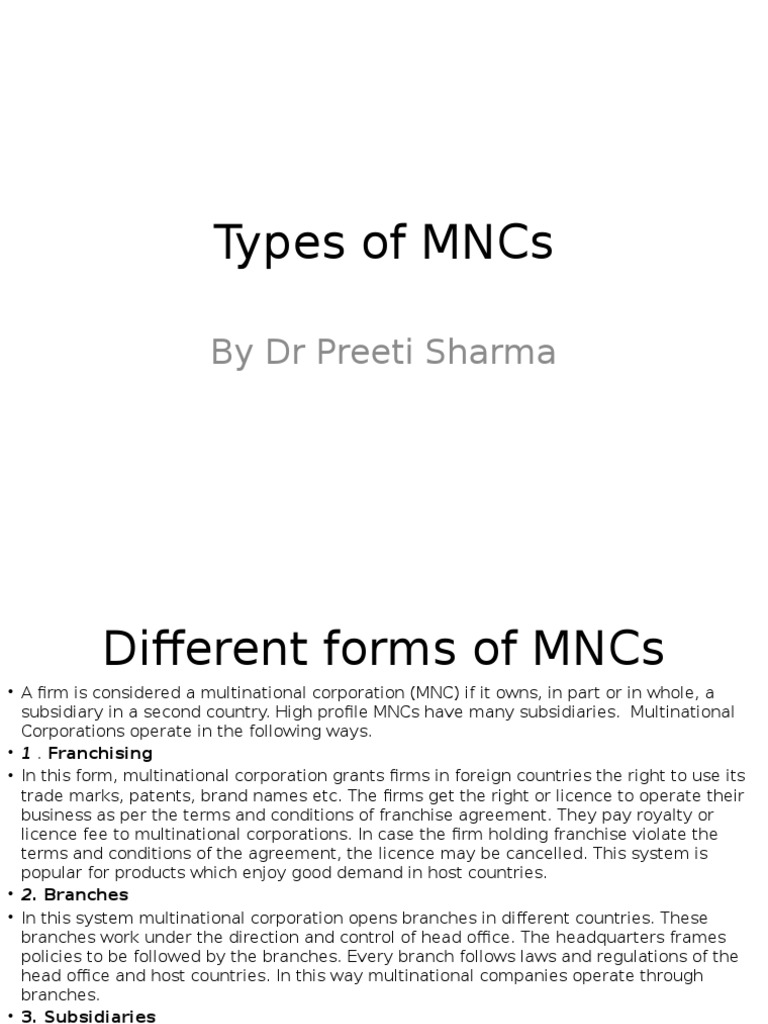 3fb54structure of MNCs | PDF | Multinational Corporation | Mergers And ...