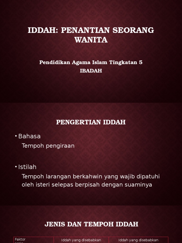 Pendidikan Islam Tingkatan 5: Iddah | PDF
