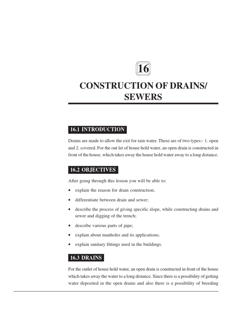 Construction and Design of Drains and Sewers: Materials, Processes, and ...