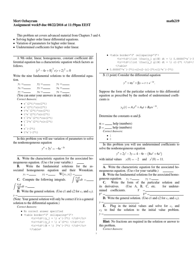 Mert Ozbayram Math219 Assignment Week9 Due 08/22/2016 at 11:59pm EEST | PDF | Logical Truth ...