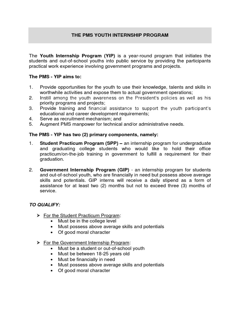 Presidential Management Staff Application Process | PDF | Internship ...