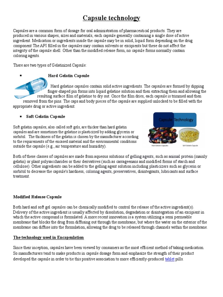 Capsule Technology | PDF | Pharmaceutical Sciences | Physical Sciences