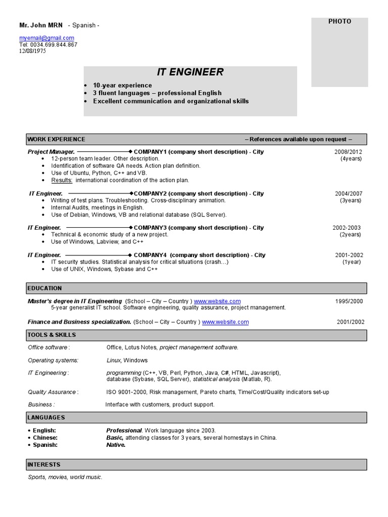 CV English - Odt | PDF | Quality Assurance | C++