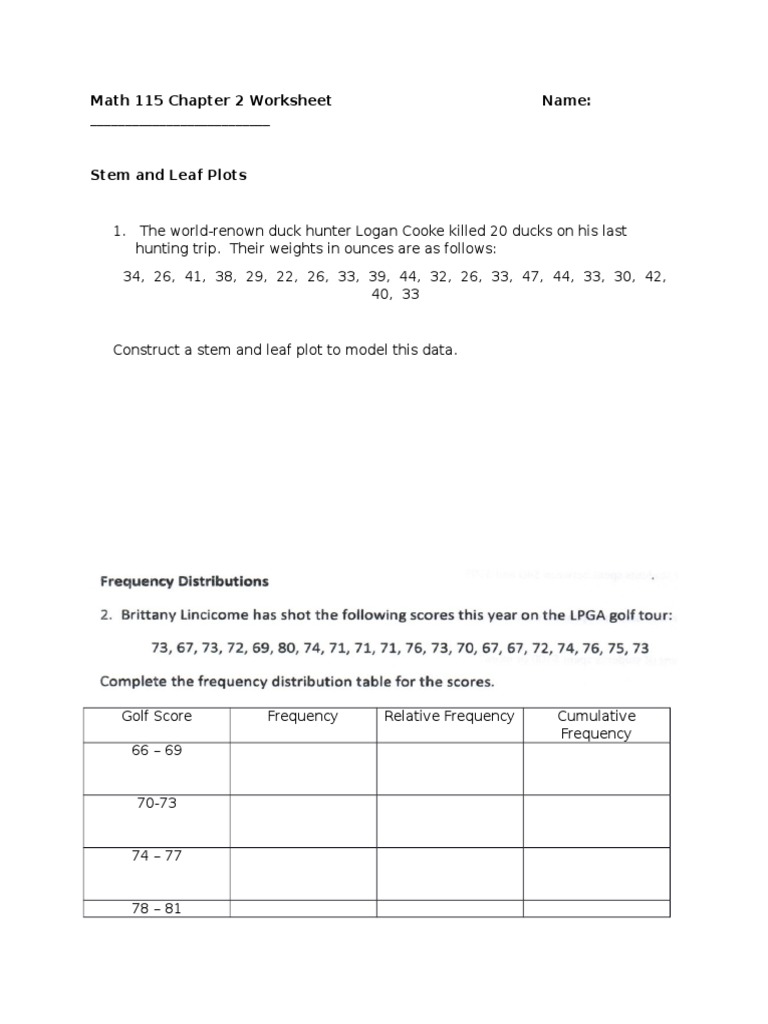 Math 115 Chapter 2 Worksheet | PDF