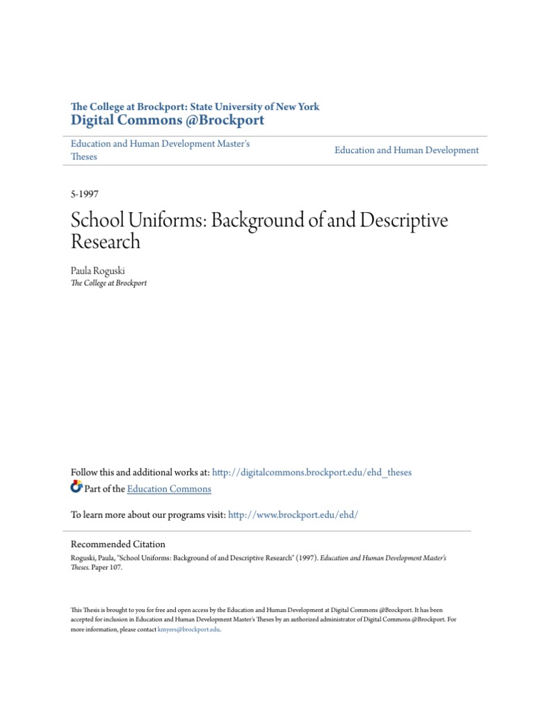 School Uniforms - Background of and Descriptive Research | PDF | Thesis ...