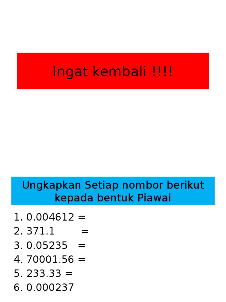 Ungkapkan Setiap Nombor Berikut Kepada Bentuk Piawai | PDF