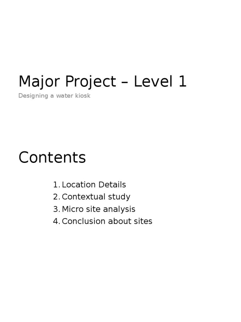 Major Project - Level 1: Designing A Water Kiosk | PDF