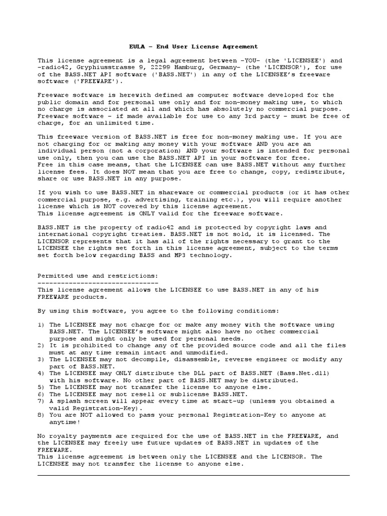 EULA - End User License Agreement | PDF | License | Copyright Law