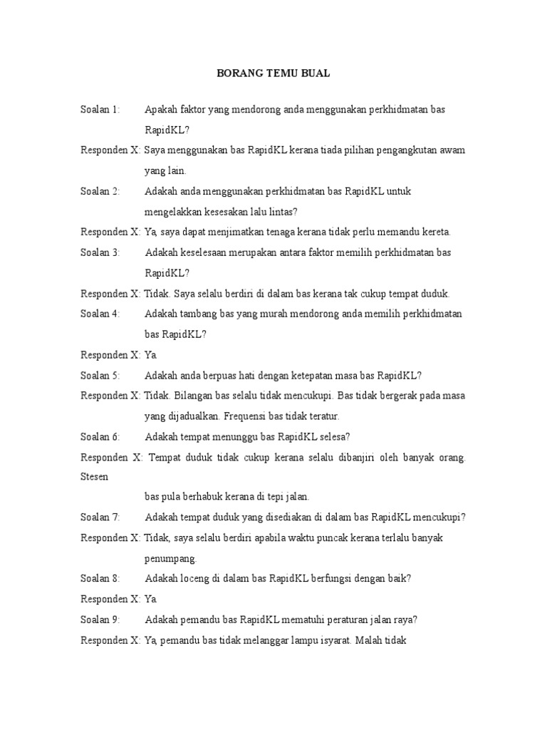 Pa Borang Temu Bual | PDF