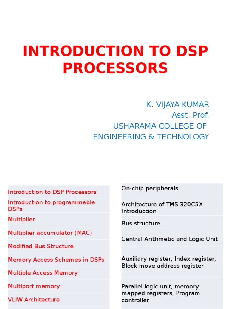 Dsp Processors Digital Signal Processor Instruction Set 