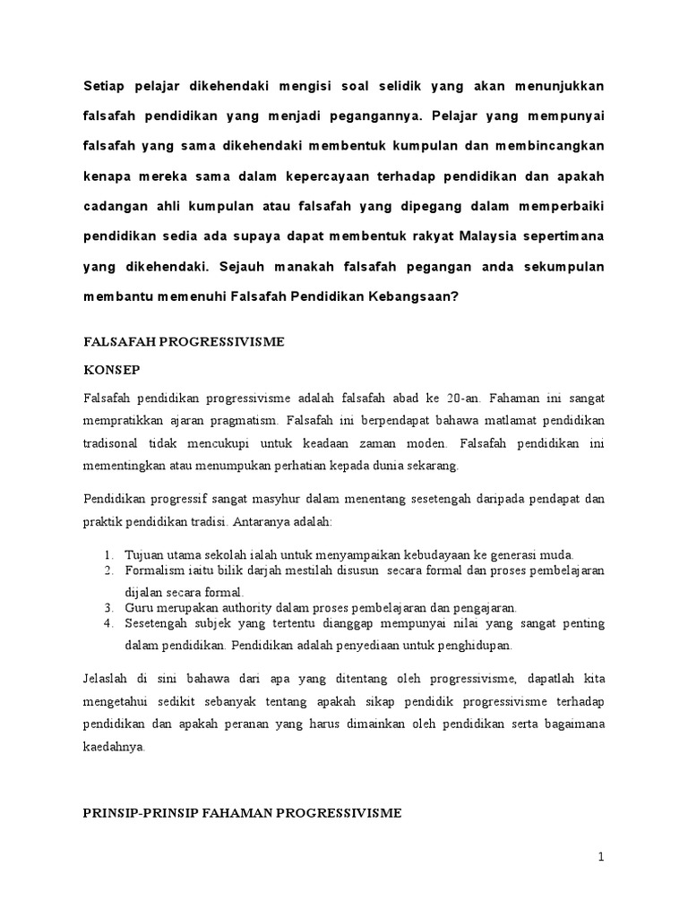 Falsafah Progressivisme | PDF