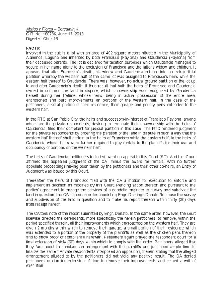 The Sale of a Portion of Land Did Not Constitute a Supervening Event ...