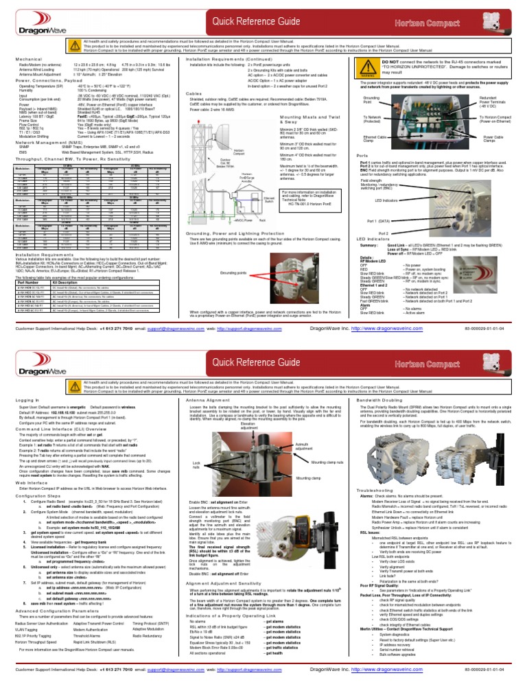 Quick Reference Guide: DO NOT Connect The Network To The RJ-45 ...